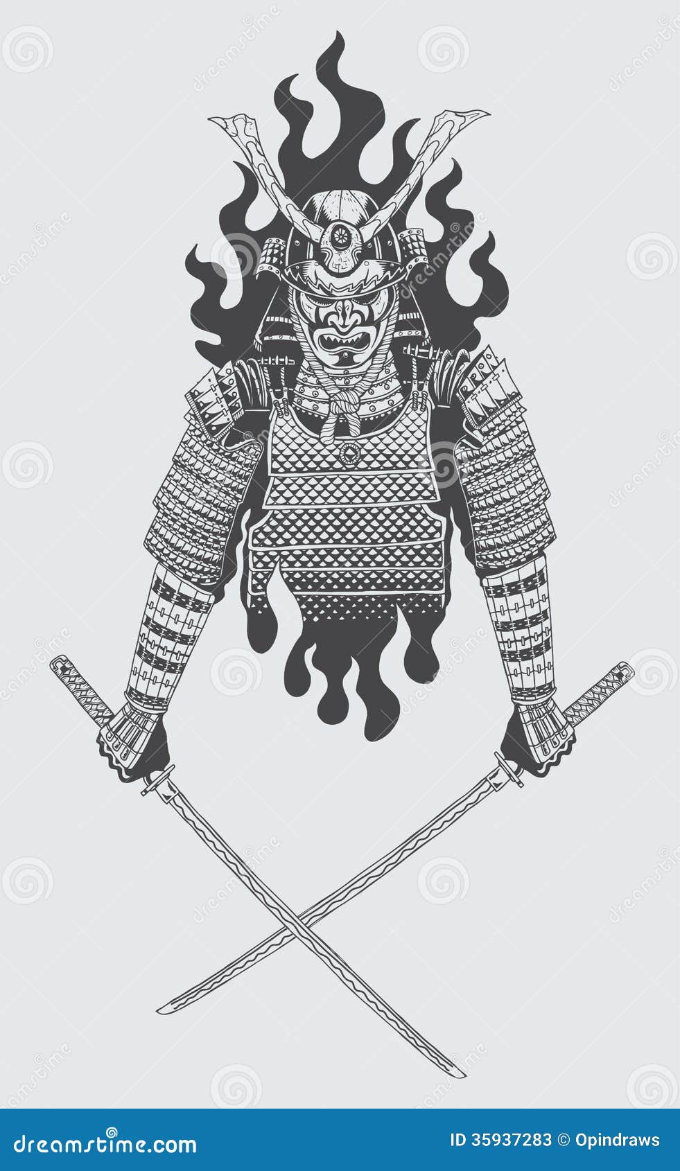 Samurai Warrior Drawing Sword Side Vector Illustration | CartoonDealer ...