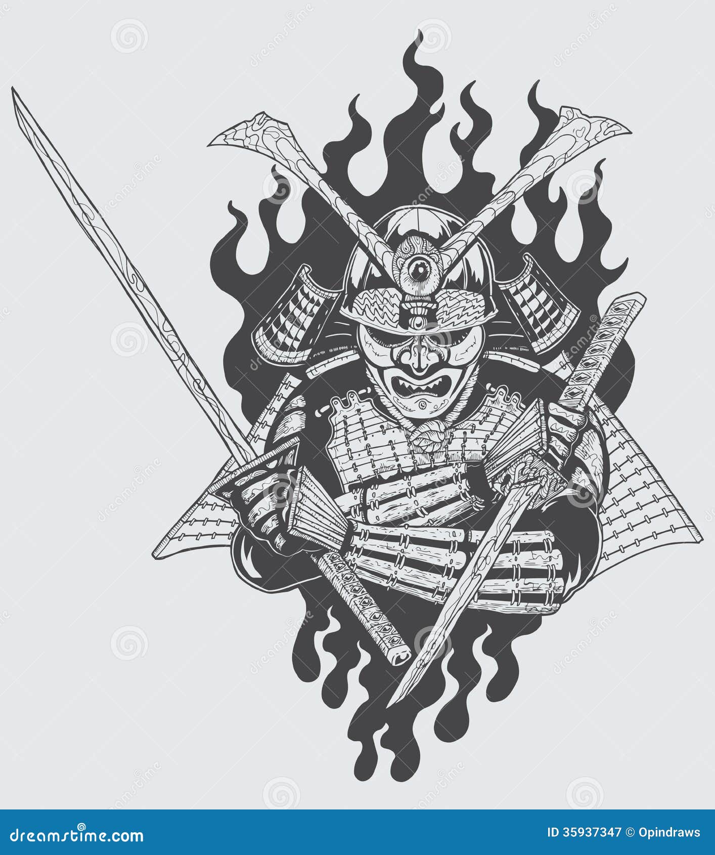 Skeleton Samurai Warrior , Hand Drawn Illustration, Isolated Vector ...