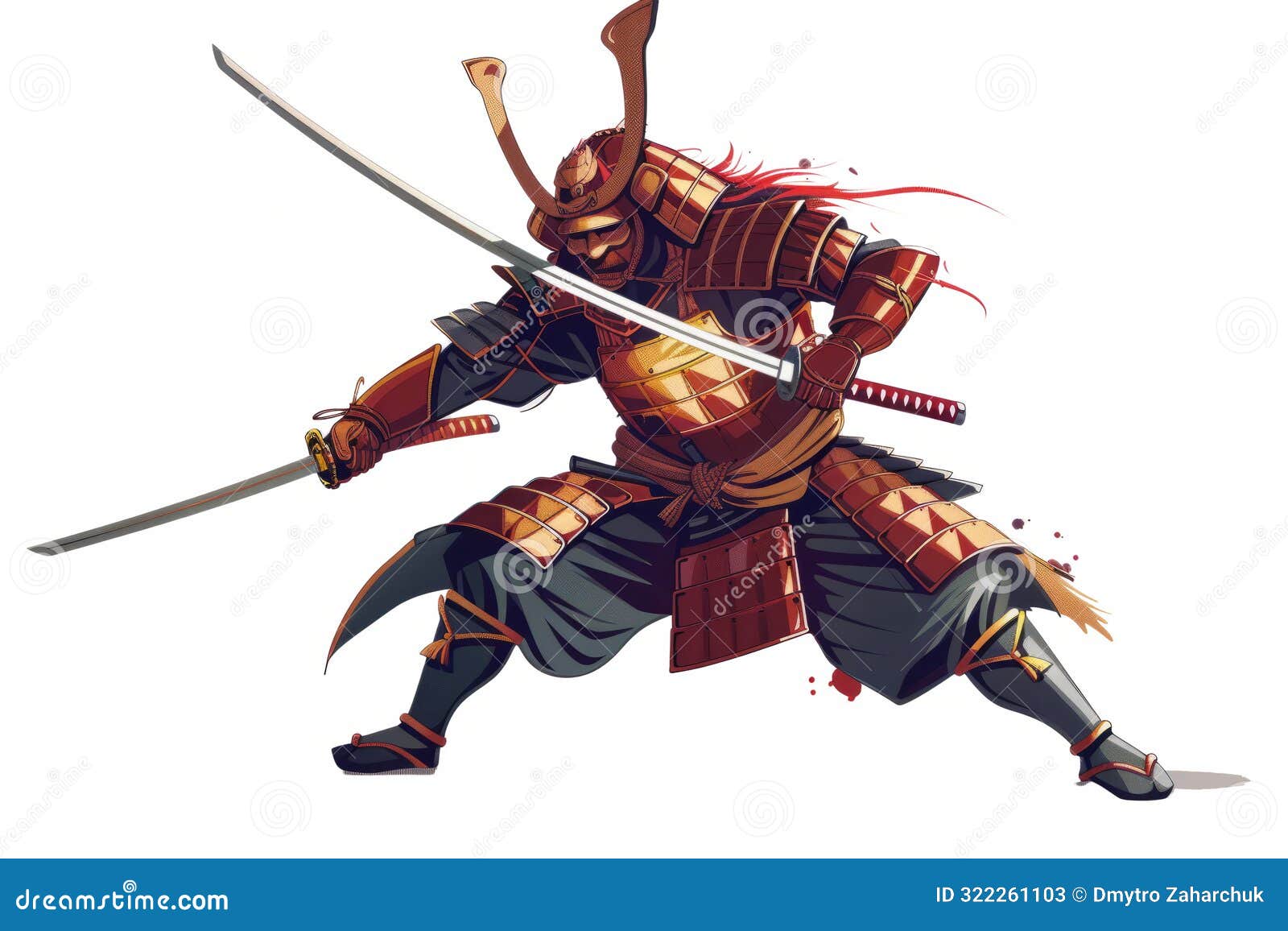 Samurai Warrior: a Japanese Samurai in Elegant Armor, Holding a Katana ...