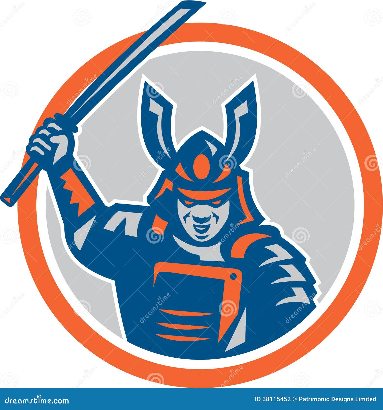 Samurai Warrior Katana Sword Circle Vector Illustration | CartoonDealer ...