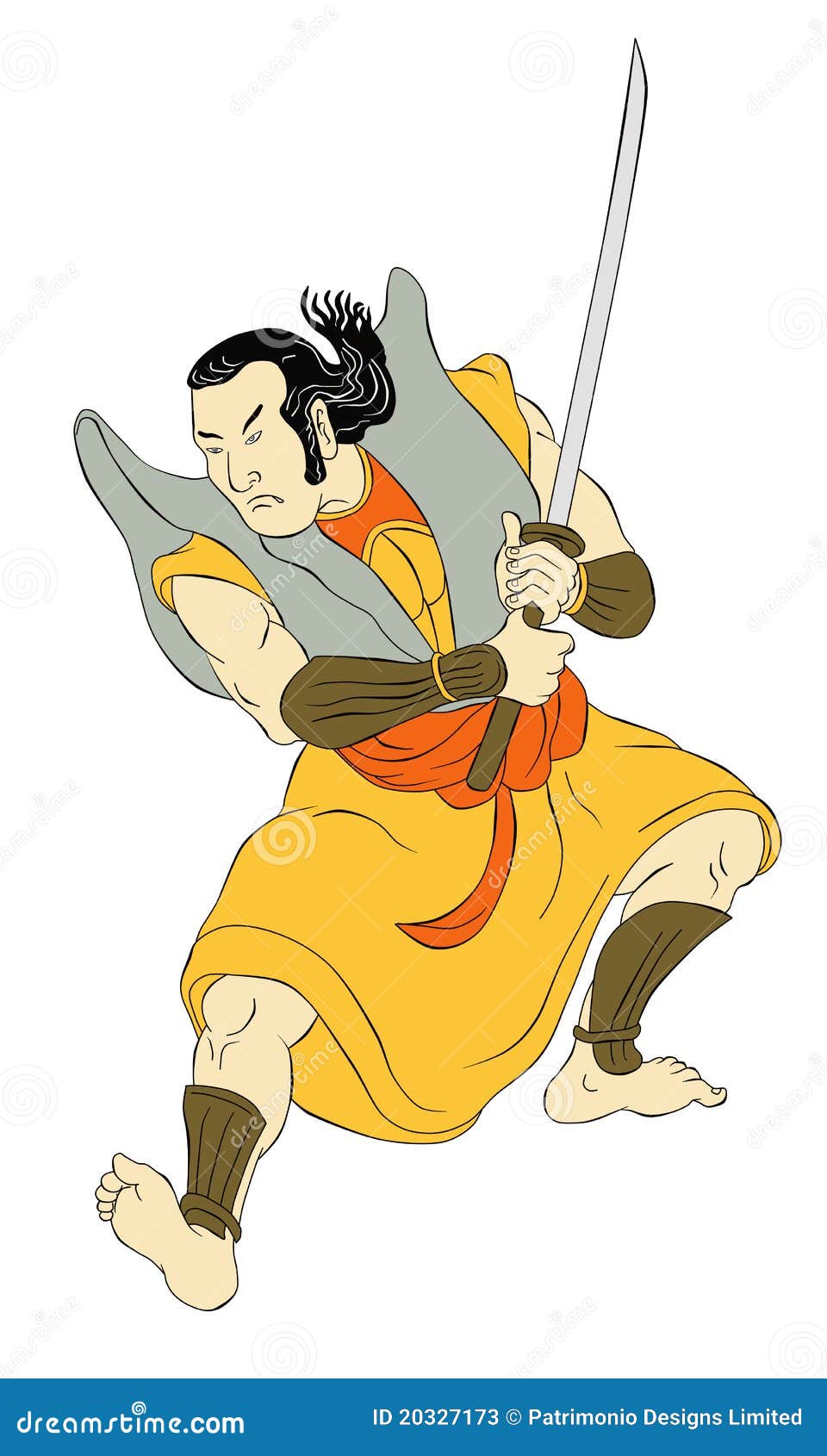 Samurai Warrior With Katana Sword Fighting Stance Stock Image ...