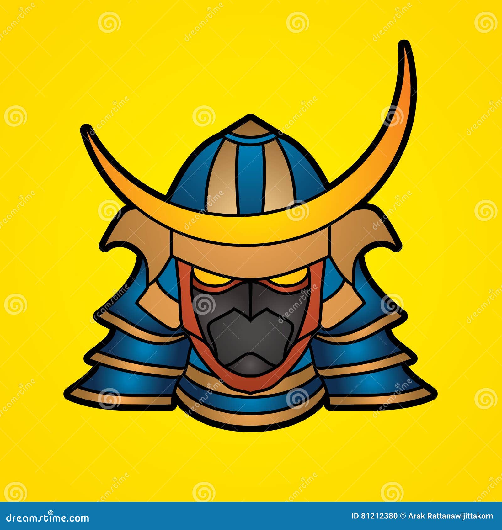 Samurai warrior mask stock vector. Illustration of comic - 81212380