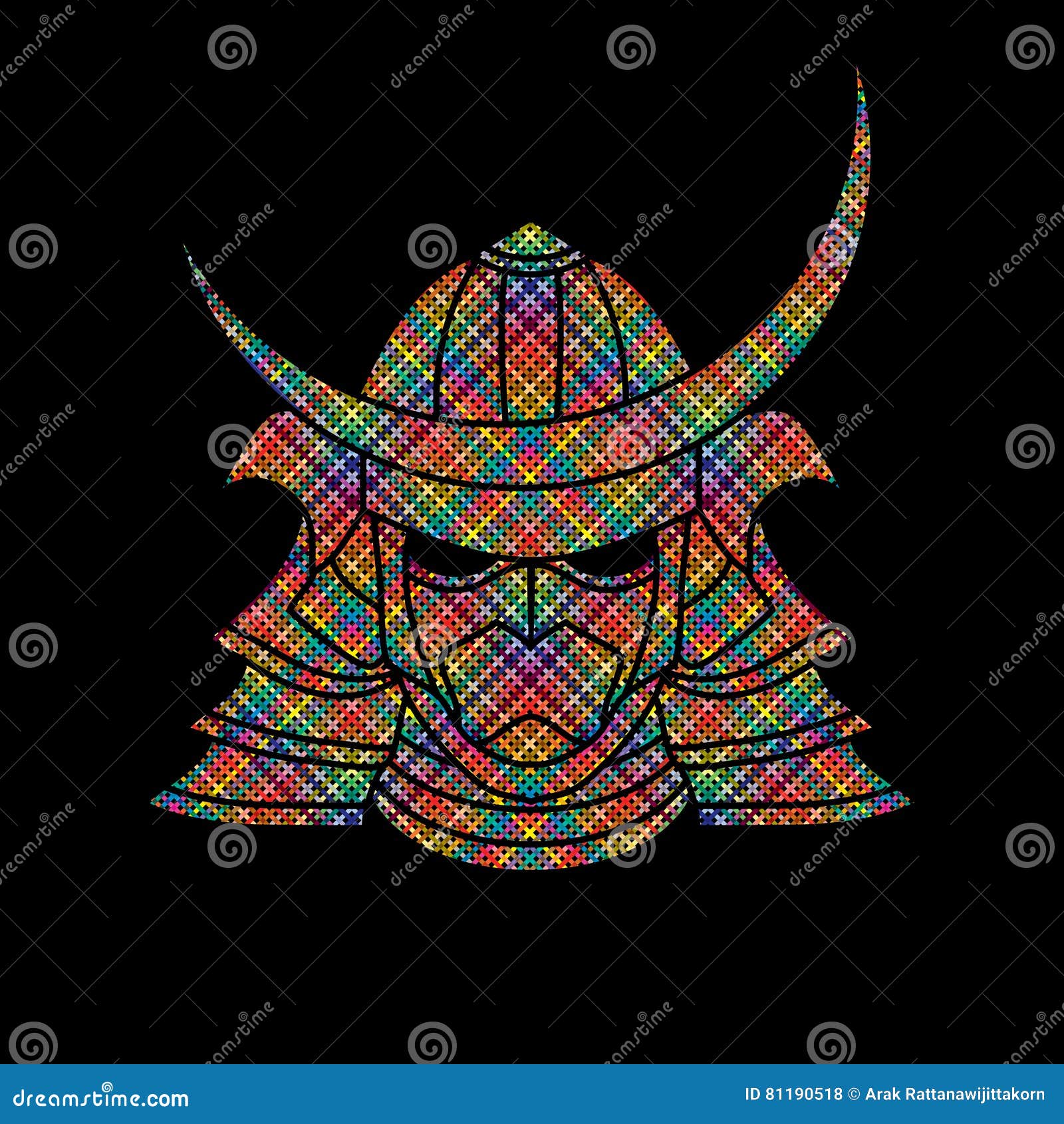 Samurai warrior mask stock vector. Illustration of brand - 81190518