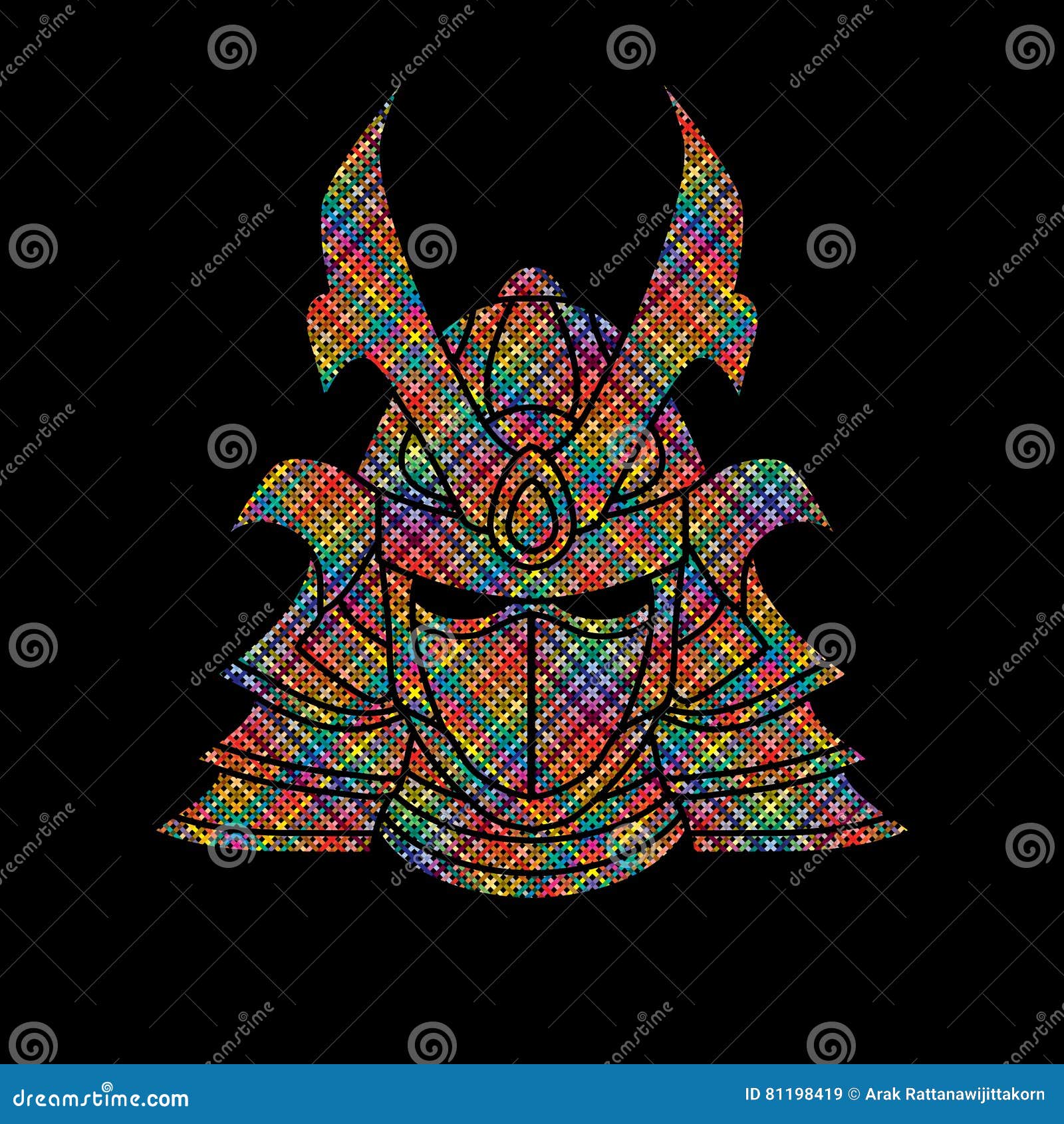 Samurai warrior mask stock vector. Illustration of branding - 81198419