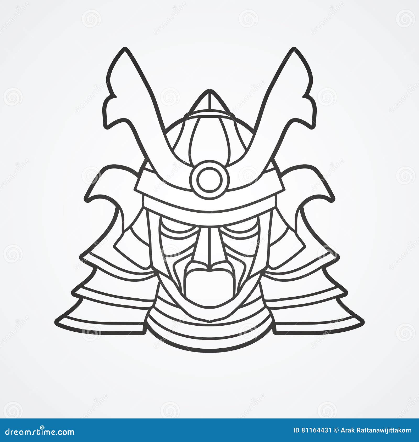 Samurai warrior mask stock vector. Illustration of mask - 81164431