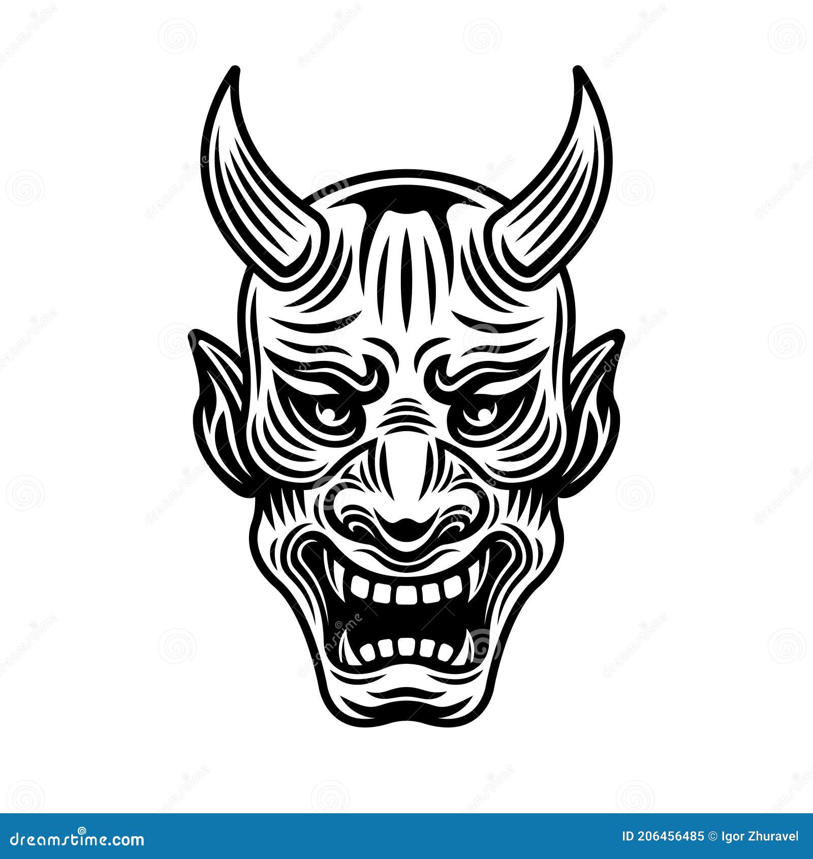 Samurai Warrior Mask Vector Black and White Object Stock Illustration ...