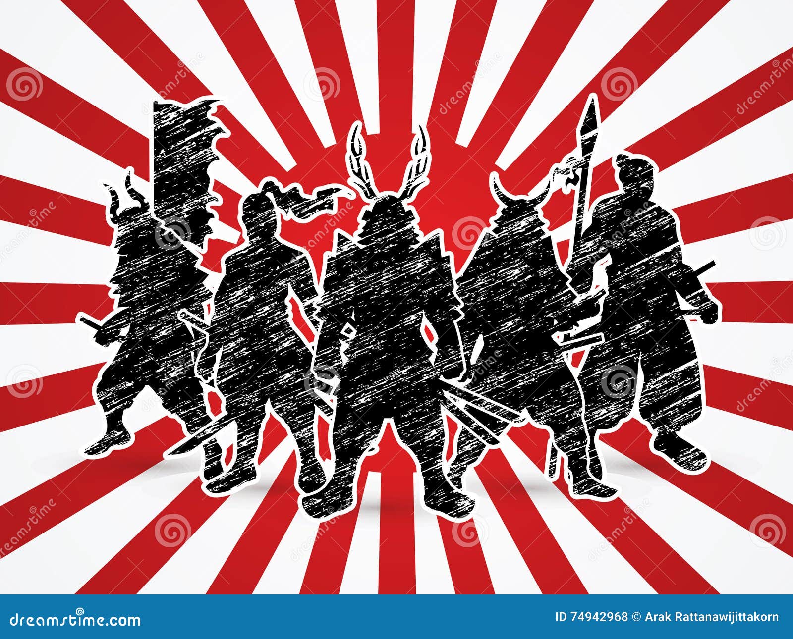 Samurai stock vector. Illustration of battle, background - 74942968