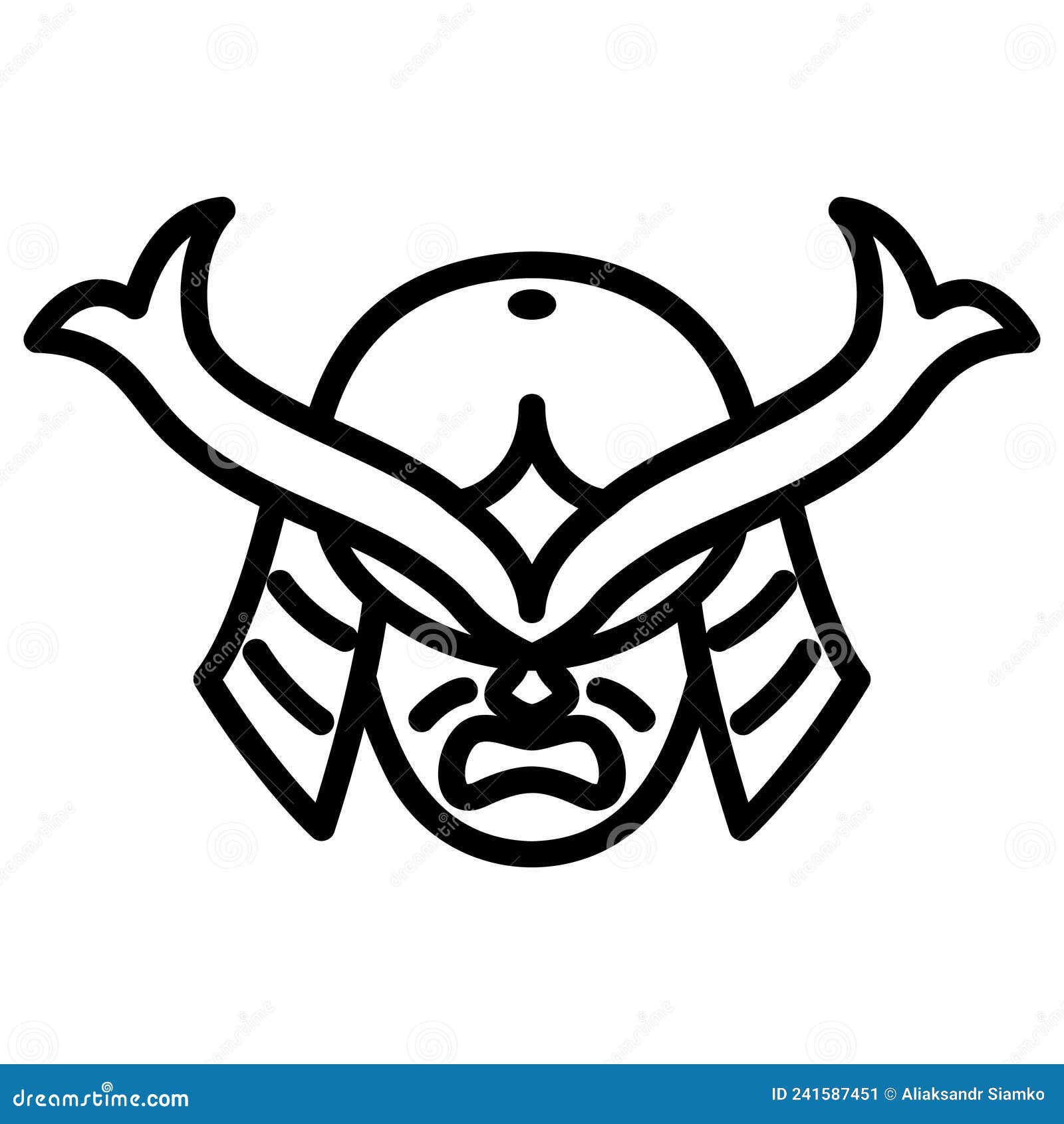 Samurai Warrior Sign. Outline or Linear Icon Stock Vector ...
