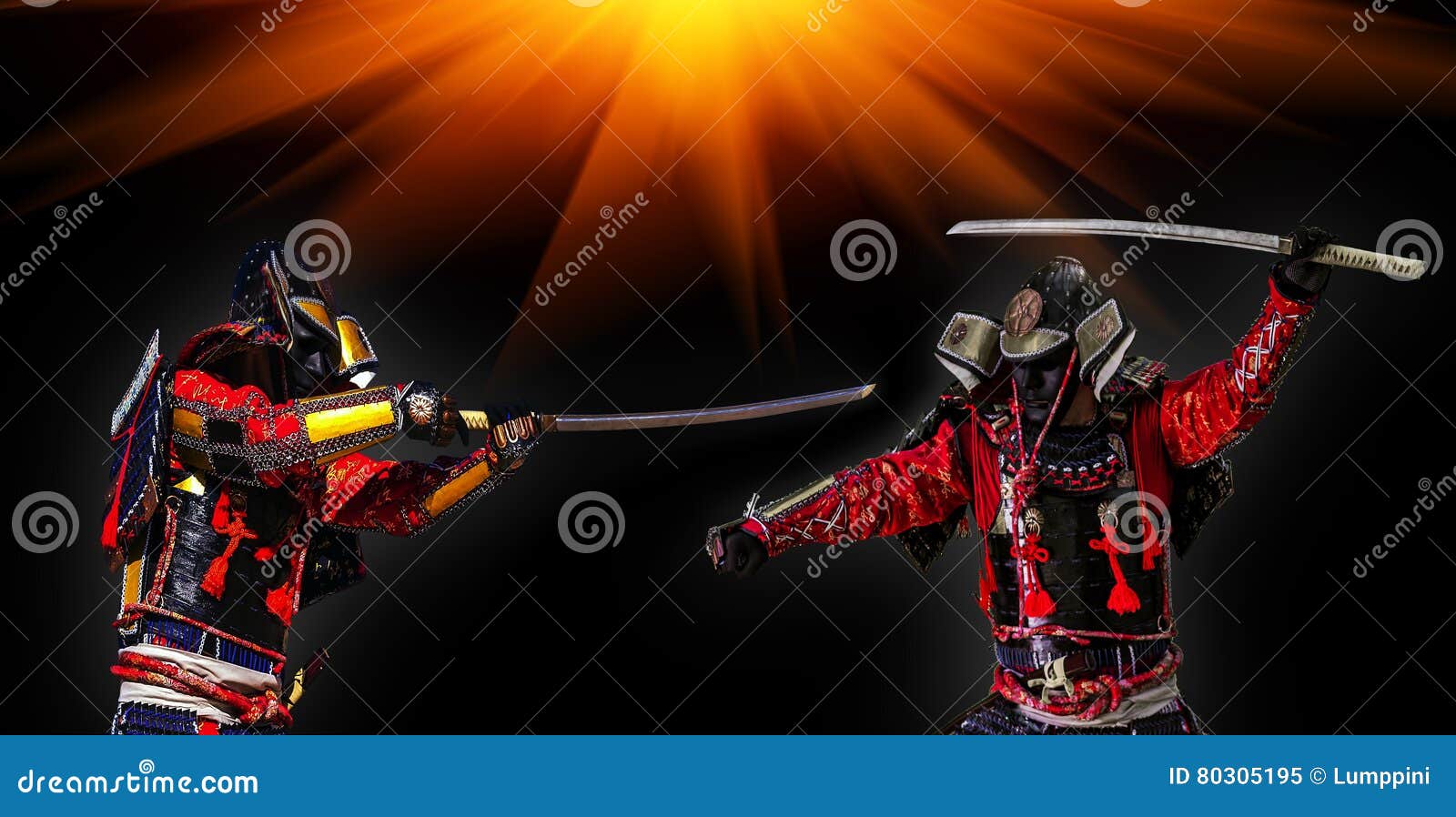 Samurai Warrior with Sword at Sunset. Stock Illustration - Illustration ...