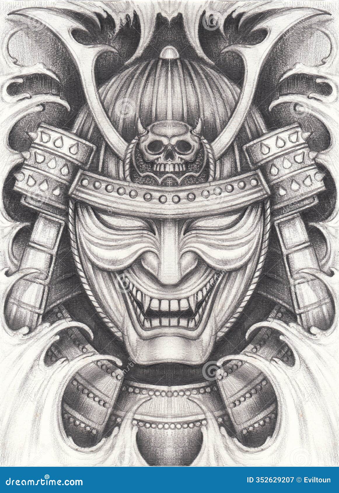 Samurai warrior tattoo. stock illustration. Illustration of pencil ...