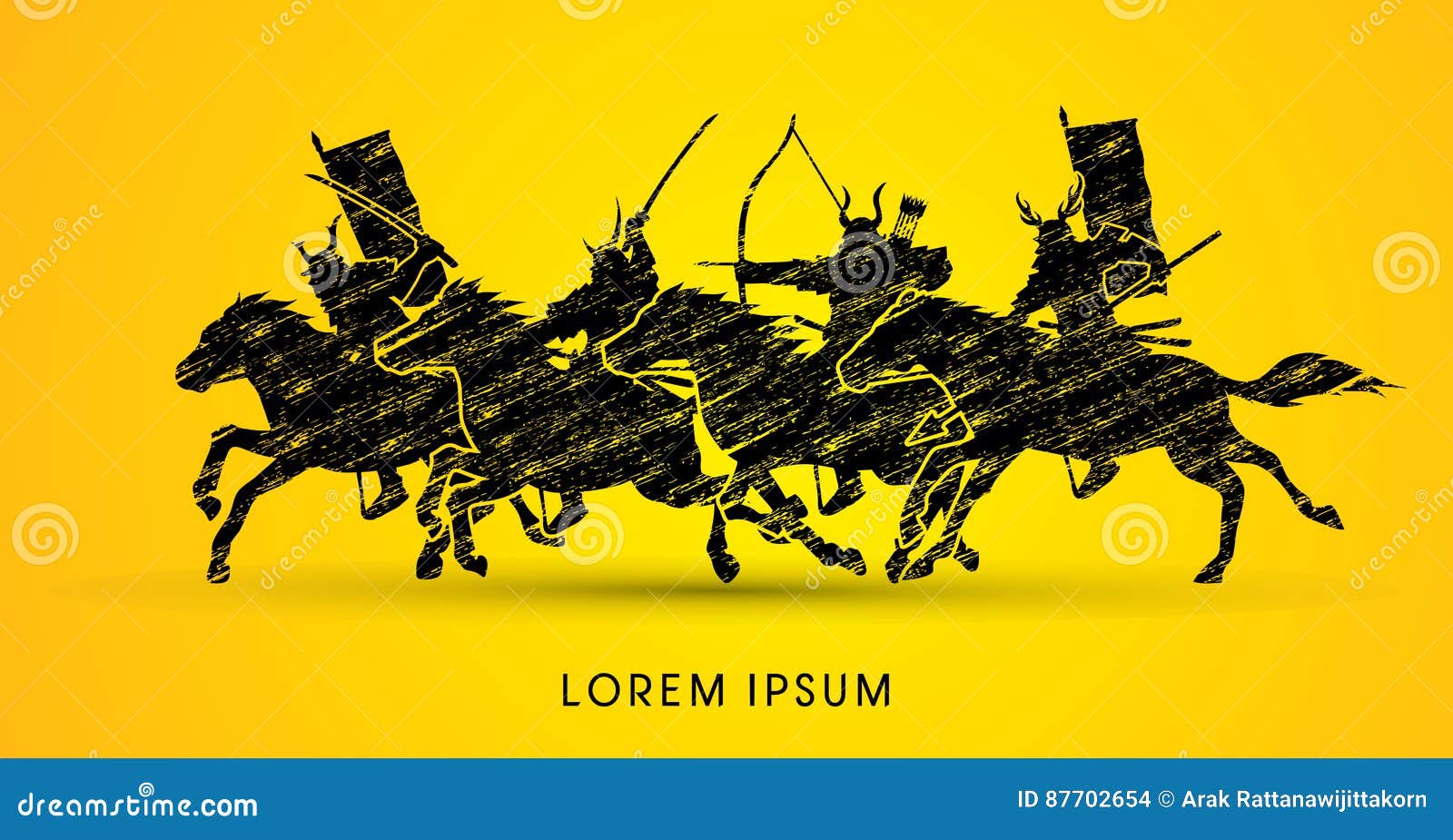 Samurai Warriors Riding Horses Vector Illustration | CartoonDealer.com ...