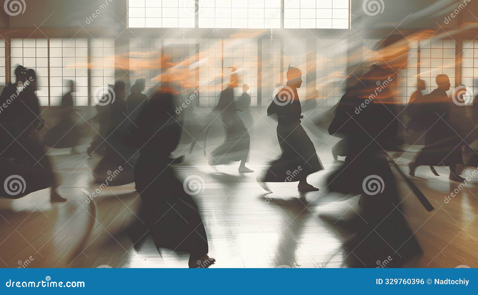 Samurai Warriors in Training Session with Motion Blur Stock Photo ...