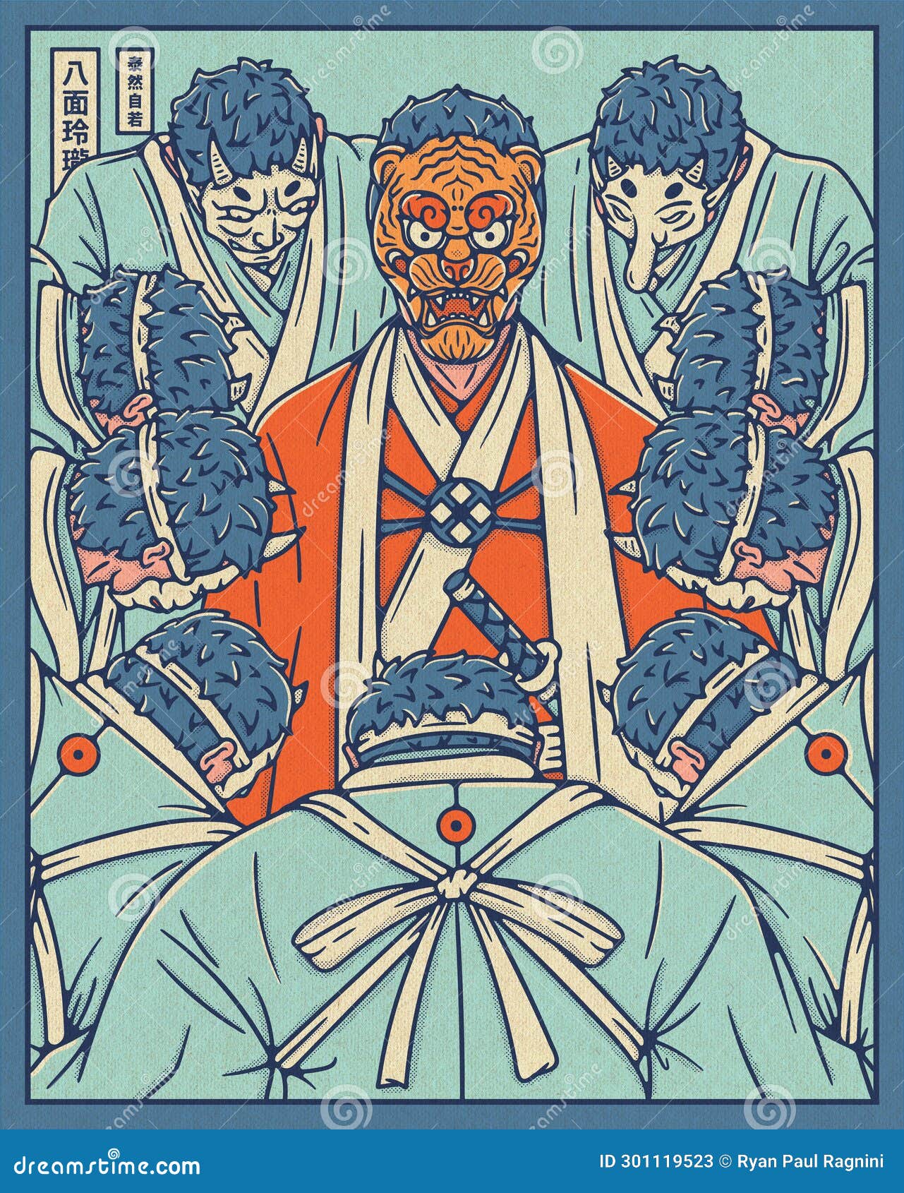 Samurai bowing for respect stock illustration. Illustration of face ...