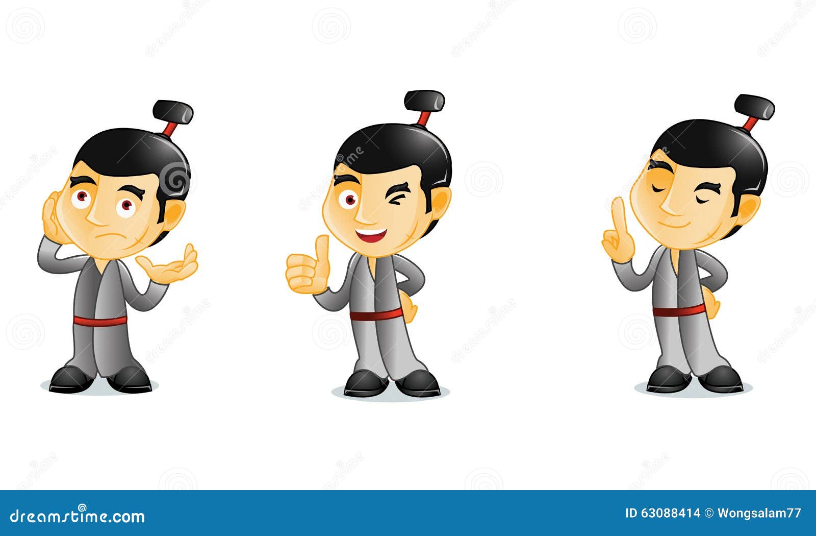 Samurai Thinking Draw Cartoon Vector | CartoonDealer.com #114517701