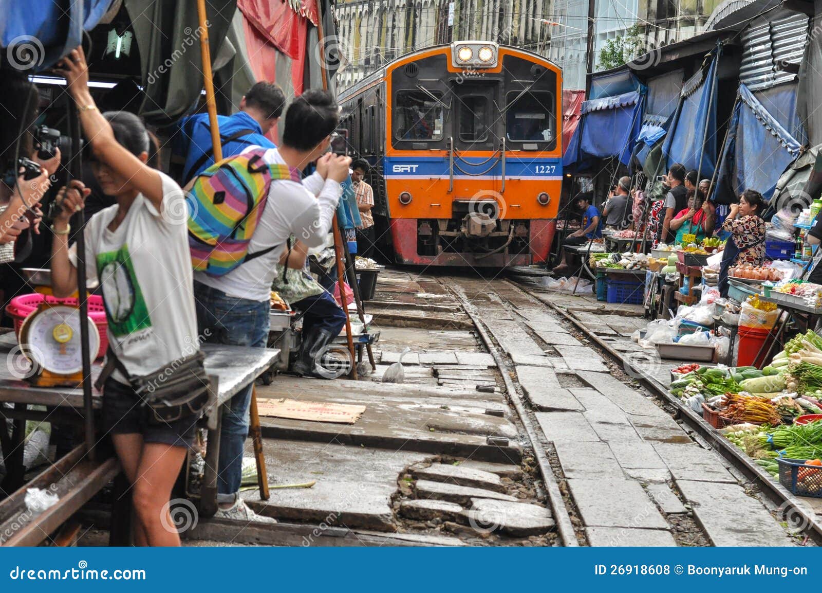 Samut Songkhram, Thailand: Railway Market Editorial Stock Photo - Image ...