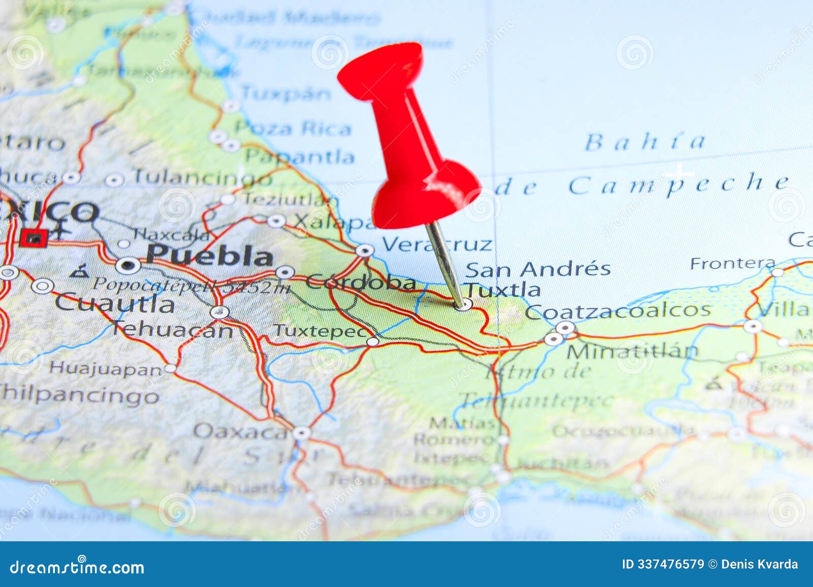 San Andres Tuxtla, Mexico Pin on Map Stock Image - Image of business ...