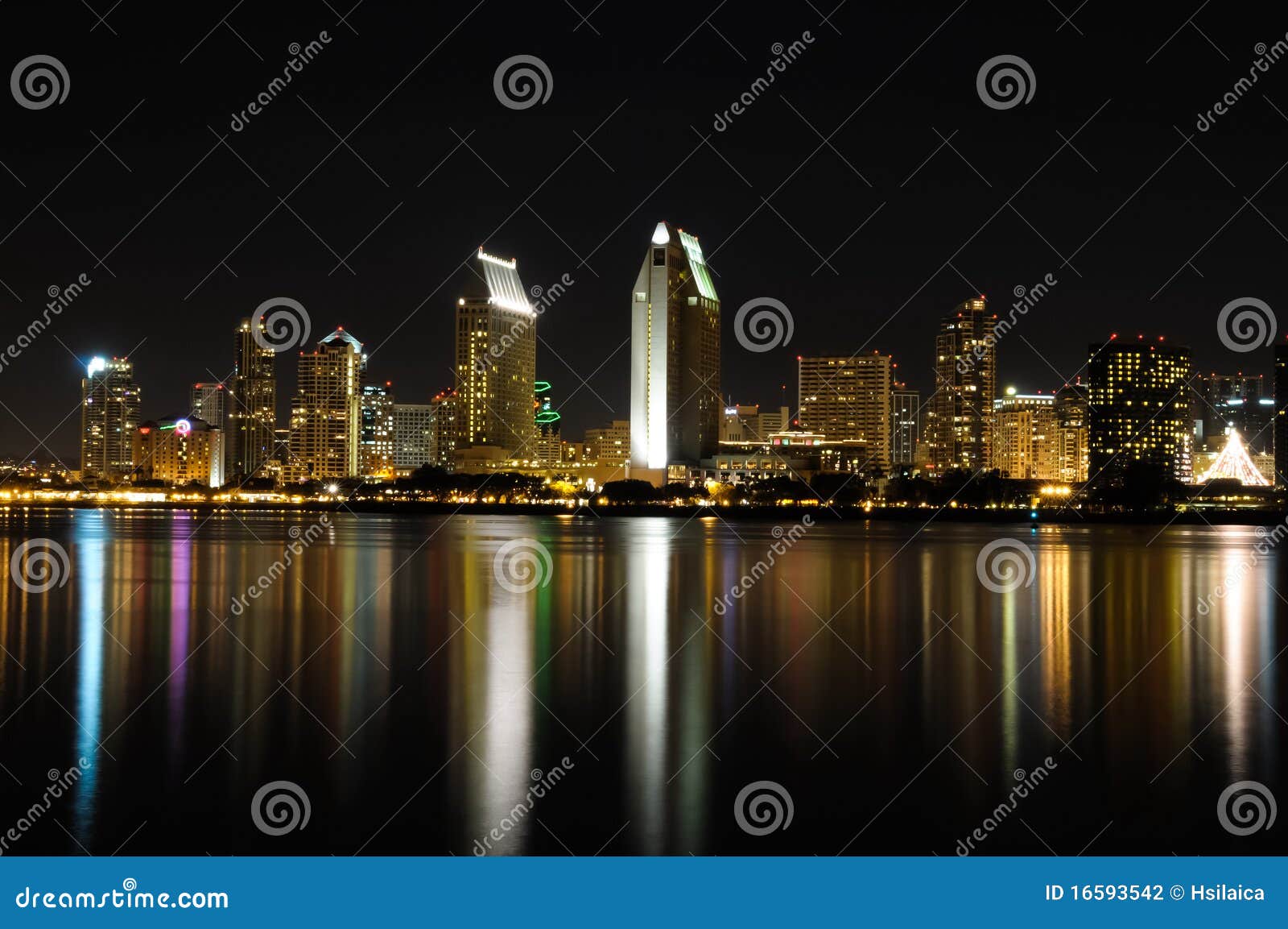 San Diego Down Town Night View Stock Photo - Image of downtown, dark ...