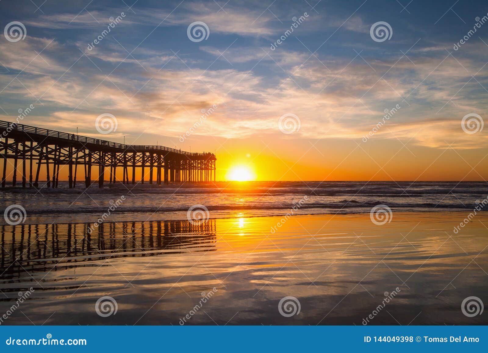 San Diego Pier at Pacific Beach Stock Photo - Image of sunset, coastal ...