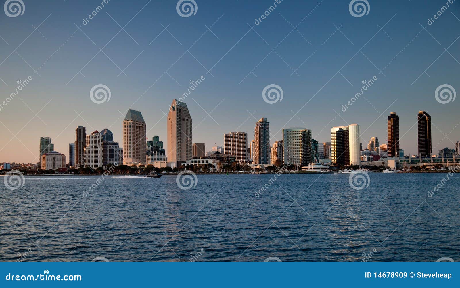 San Diego Skyline on Clear Evening Stock Image - Image of financial ...
