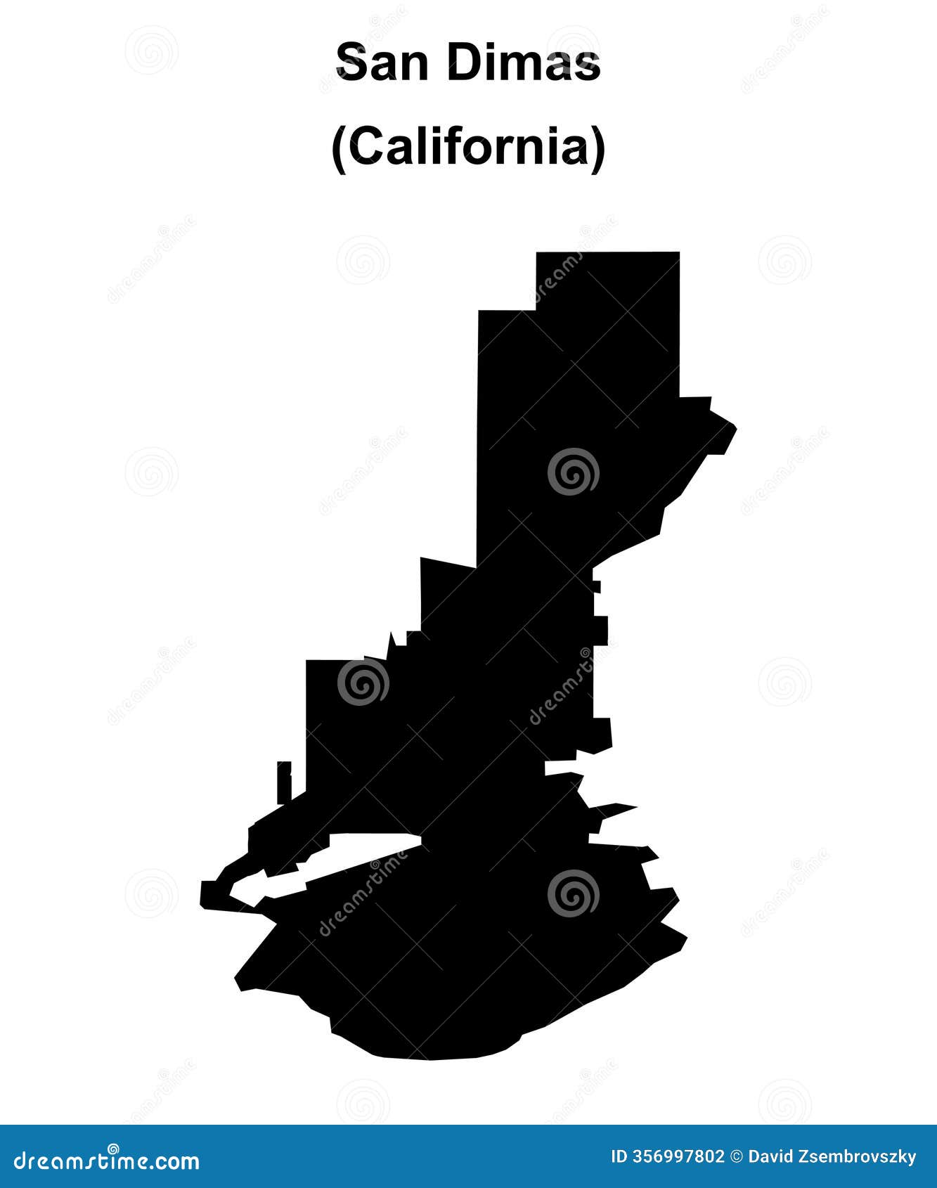 San Dimas outline map stock illustration. Illustration of contour ...