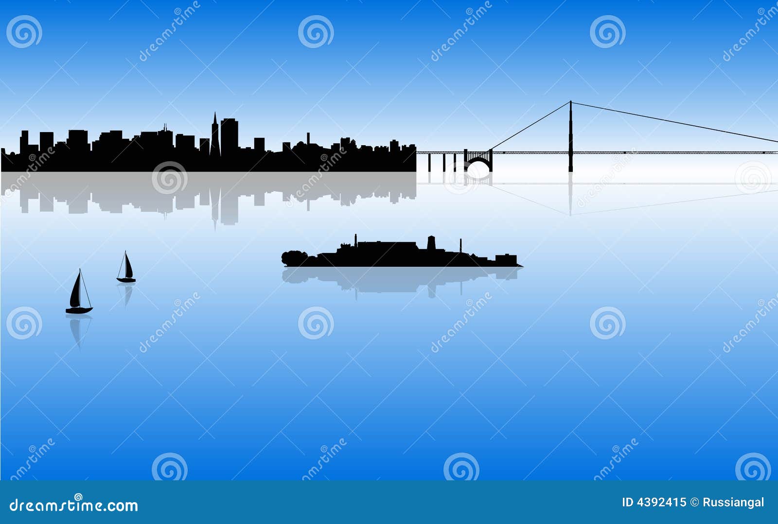 Alcatraz Island Prison In San Francisco United Sta Cartoon Vector ...