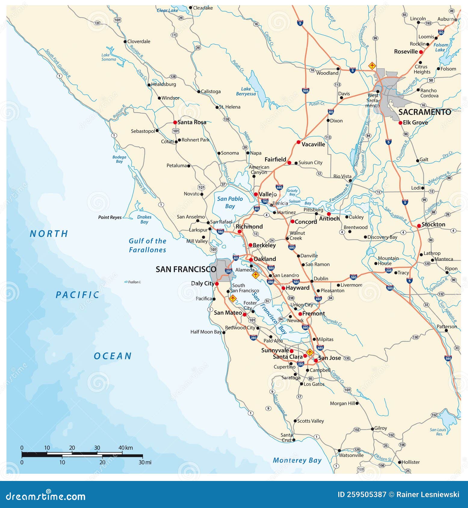 San Francisco Bay Area Road Map, California, United States Stock Vector ... San Francisco Bay Area Road Map, California, United States Stock Vector ...