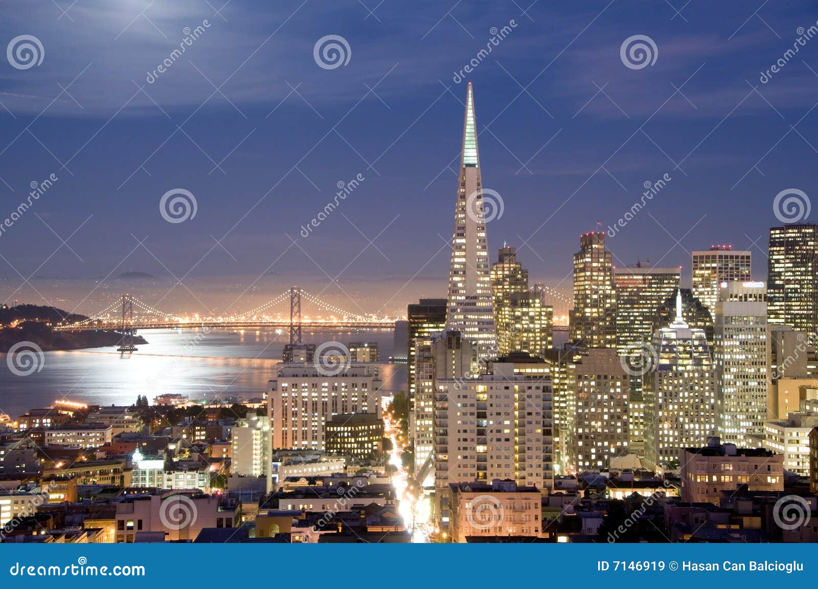 San Francisco, California at Night Stock Image - Image of cityscape ...