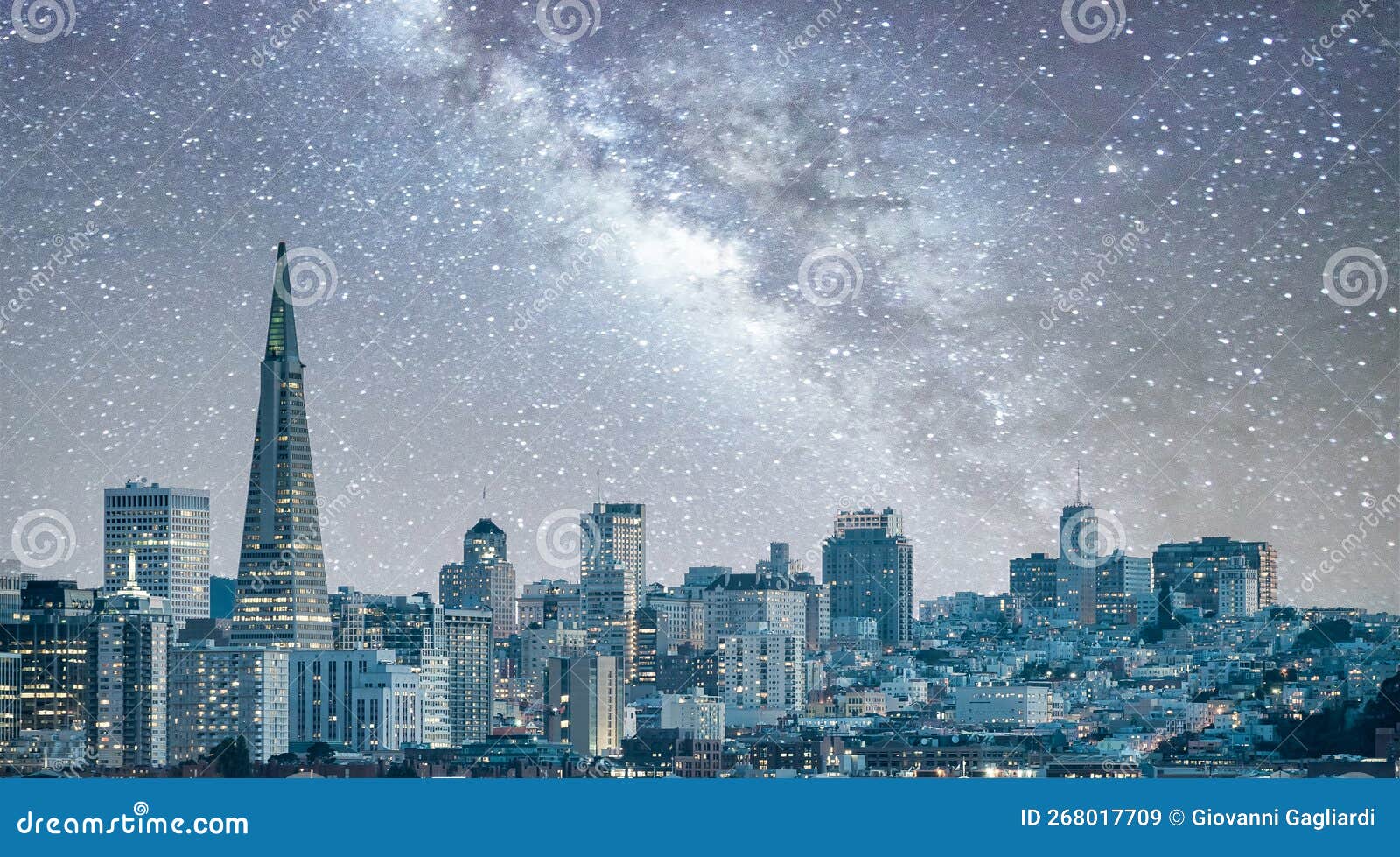 San Francisco, California. Panoramic View of Downtown Skyline on a ...