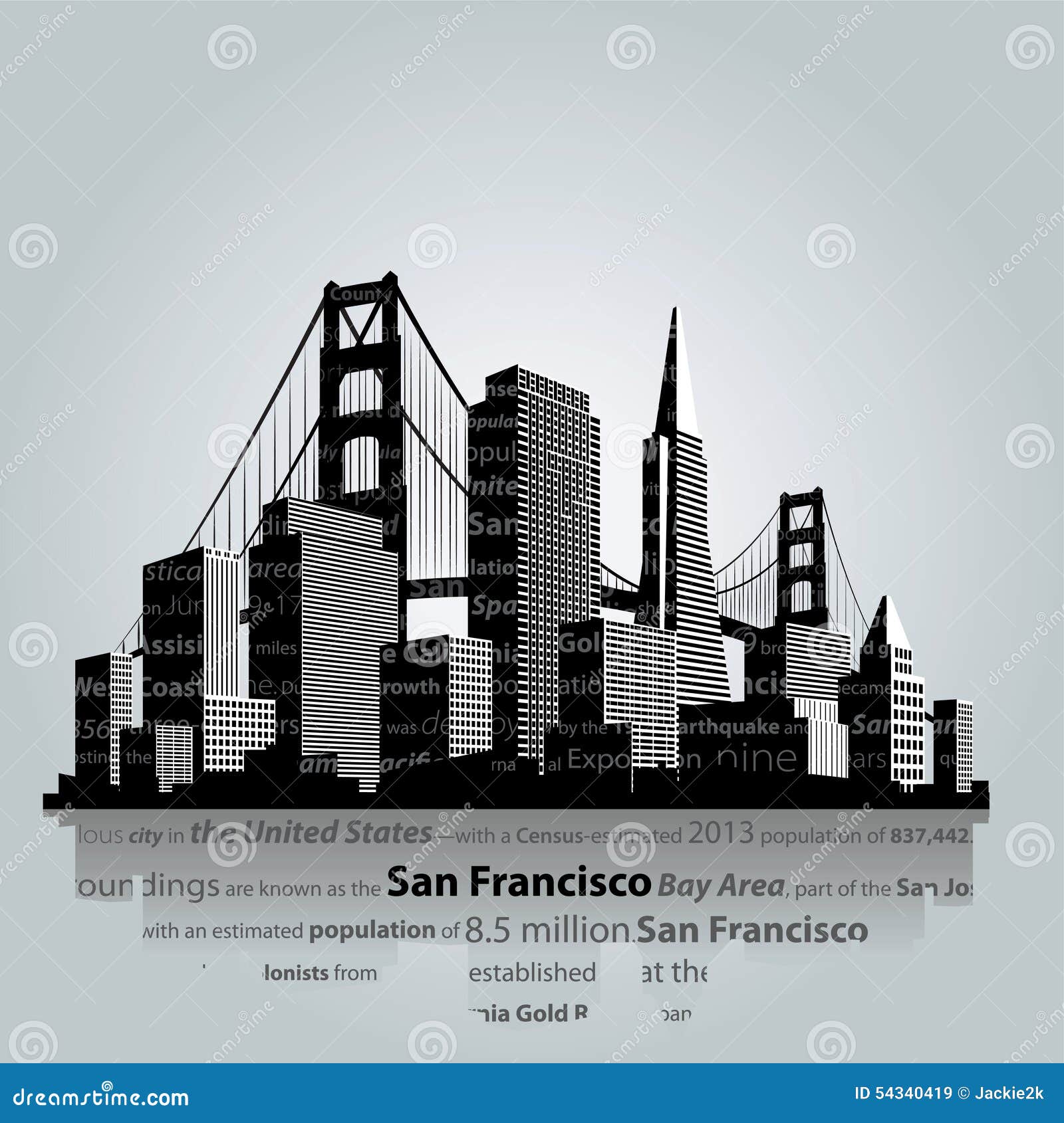 San Francisco City Silhouette. Stock Vector - Image: 54340419