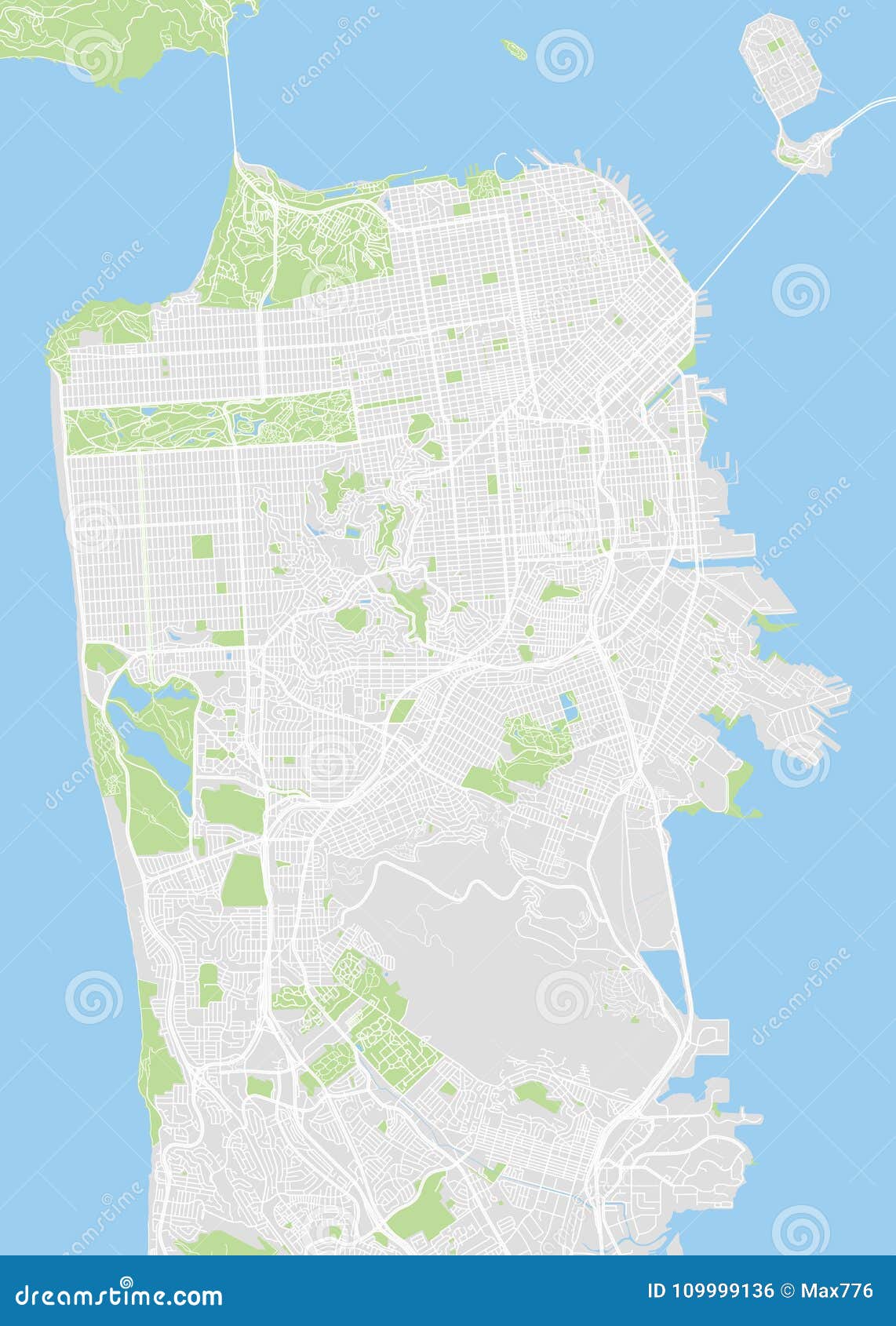 San Francisco Colored Vector Map Stock Vector - Illustration of city ...