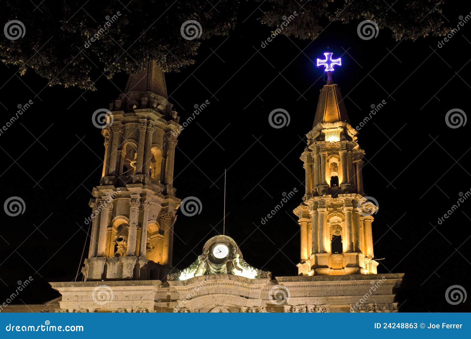 San Francisco De Asis Church of Chapala Stock Image - Image of night ...