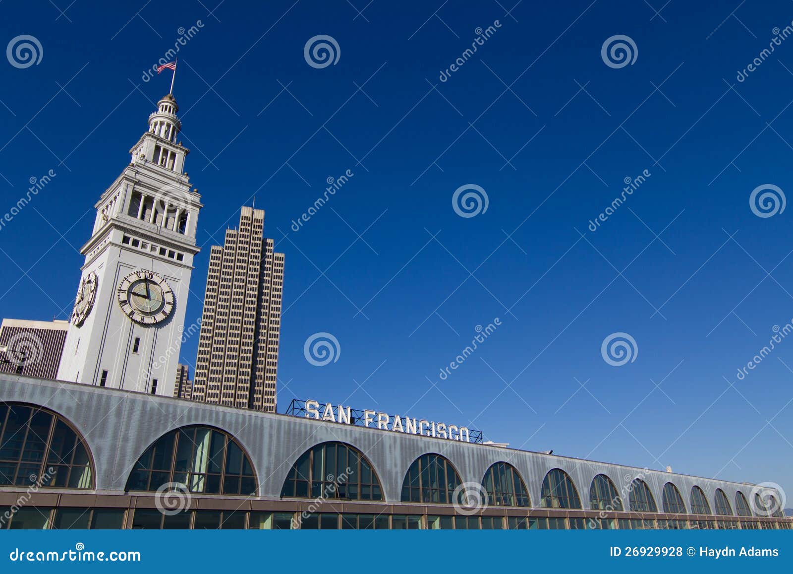 San Francisco Ferry Building with Clock Tower Stock Photo - Image of ...