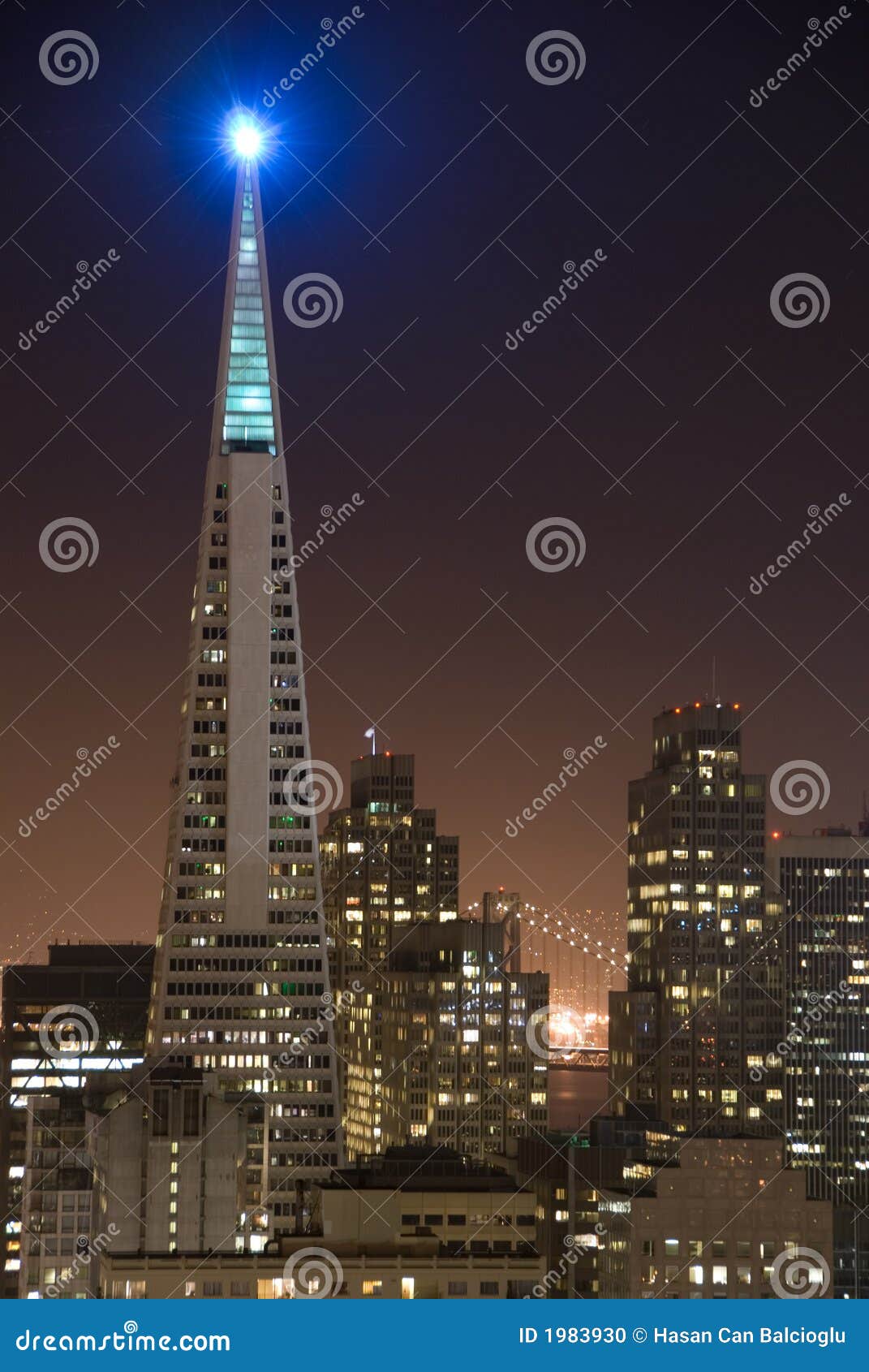 San Francisco Financial District at Night Stock Photo - Image of north ...