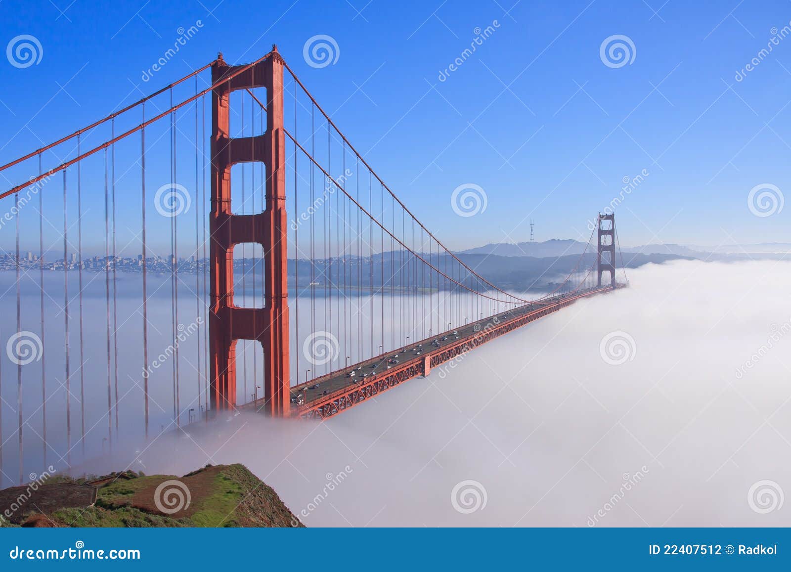 San Francisco Golden Gate Bridge in Fog Stock Photo - Image of famous ...