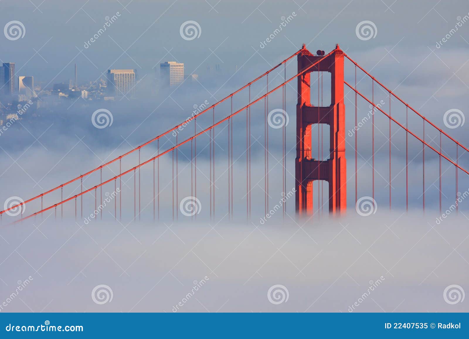 San Francisco Golden Gate Bridge in Fog Stock Image - Image of light ...
