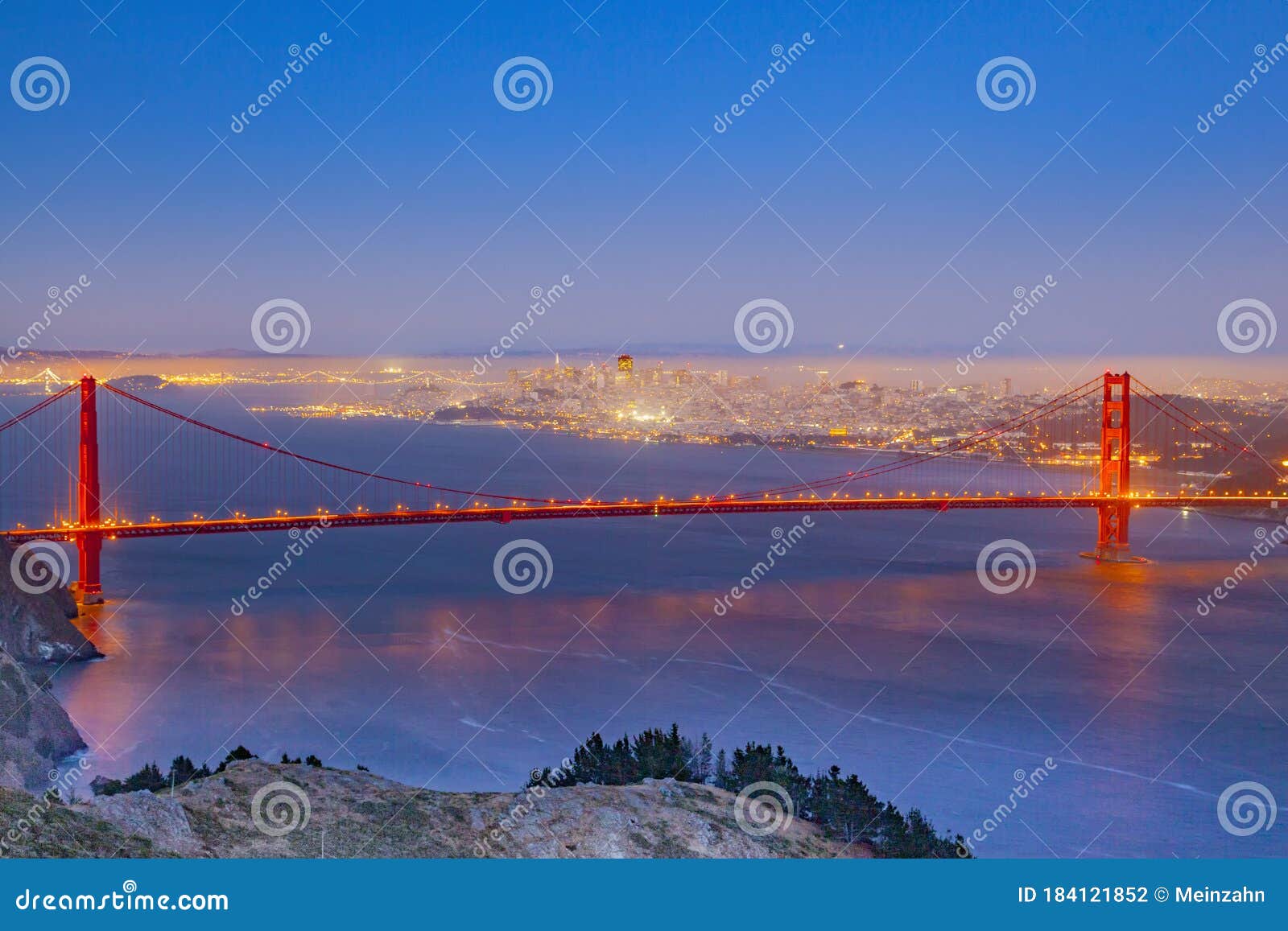 San Francisco Golden Gate Bridge by Night Stock Photo - Image of bridge ...