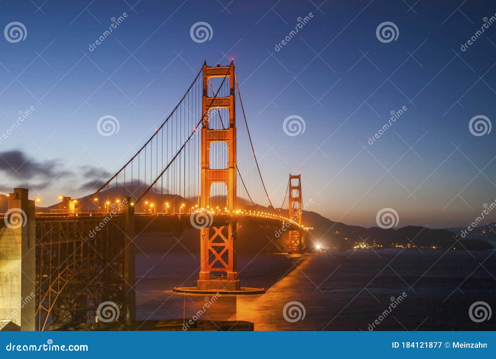San Francisco Golden Gate Bridge by Night Stock Image - Image of pylon ...