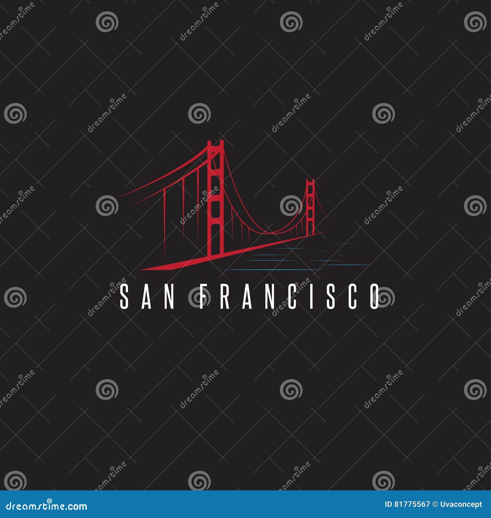San Francisco Golden Gate Bridge Vector Design Template Stock Vector ...
