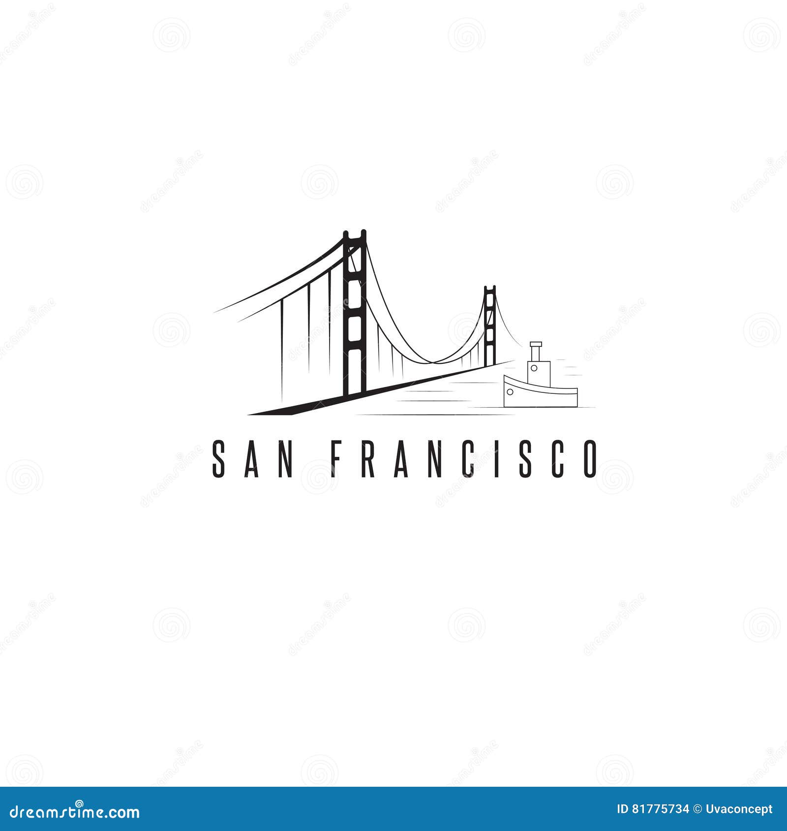 San Francisco Golden Gate Bridge Vector Design Template Stock Vector ...