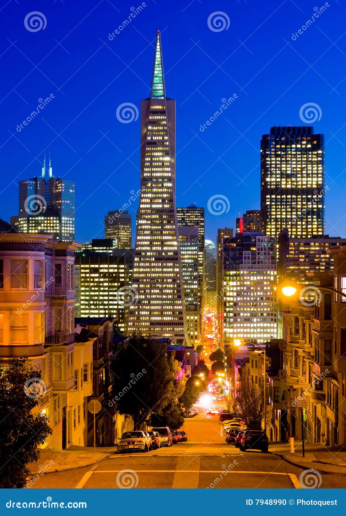 San Francisco at night editorial image. Image of buildings - 7948990