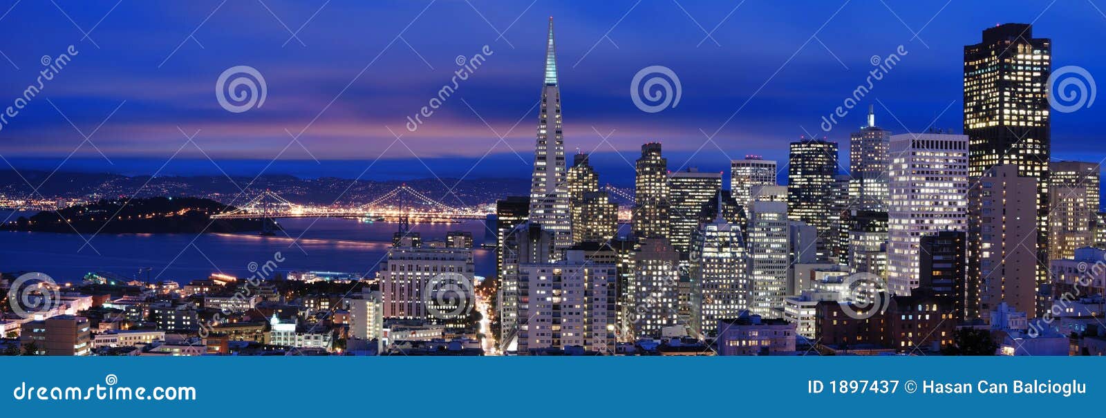 San Francisco - Night Panorama 2 Stock Image - Image of panoramic ...