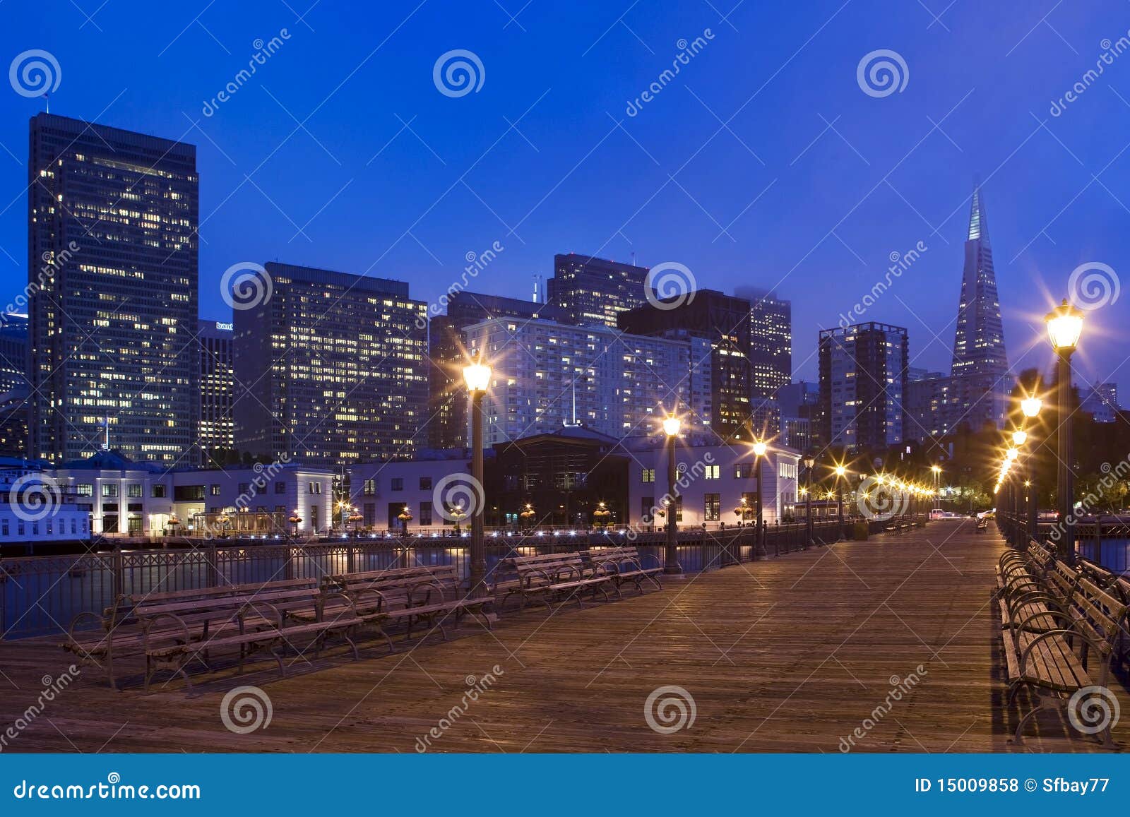 San Francisco Pier at Night Stock Photo - Image of transamerica ...