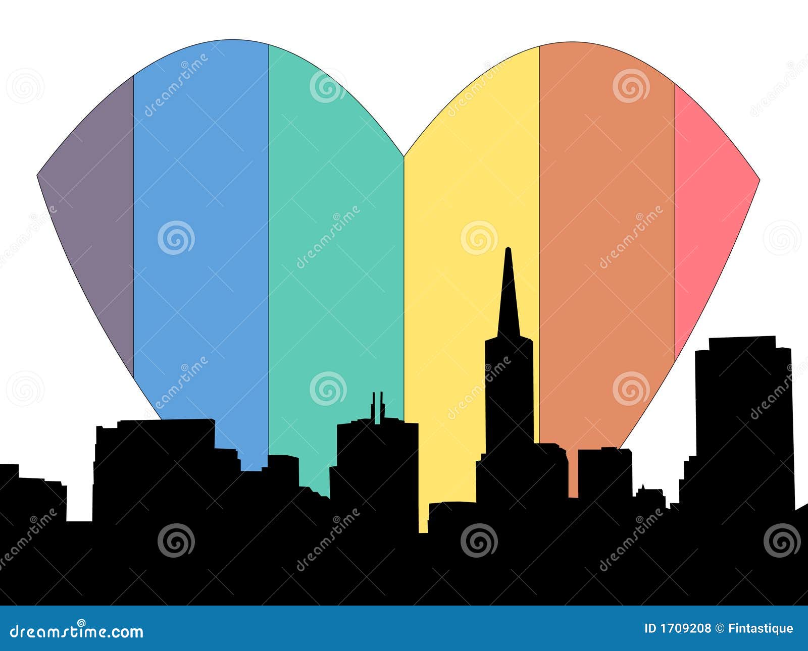 San Francisco Rainbow Heart Stock Vector - Illustration of downtown ...