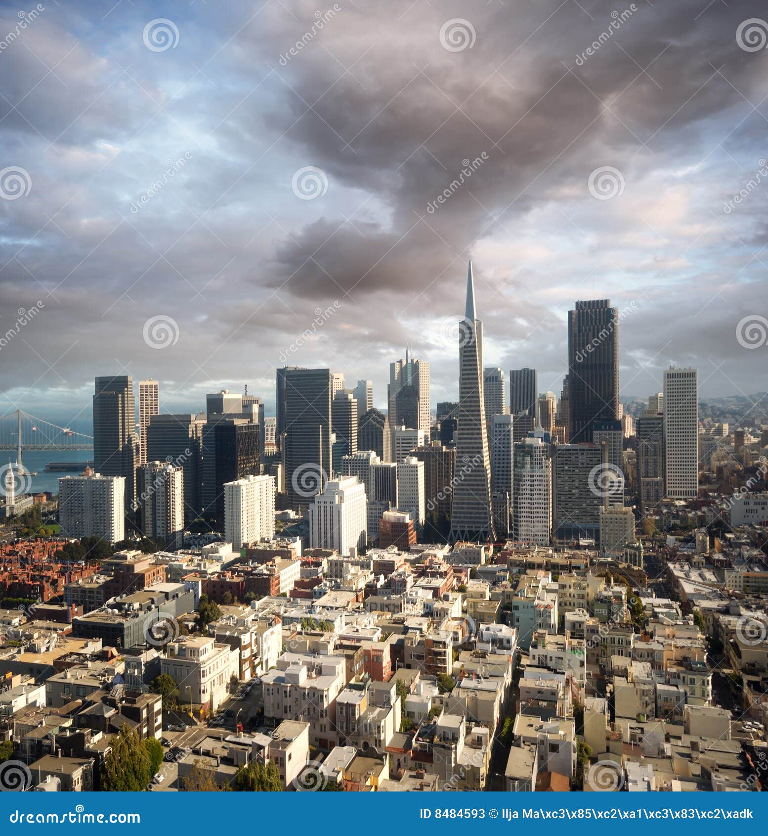 San francisco skyline stock image. Image of city, painted - 8484593