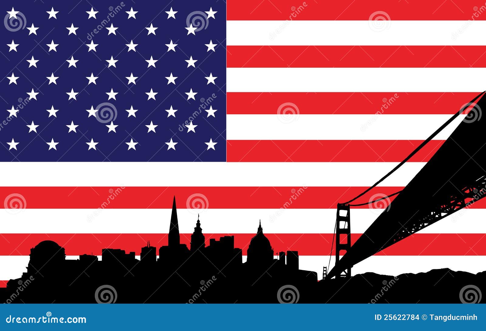 San Francisco Skyline and Flag of USA Stock Vector - Illustration of ...