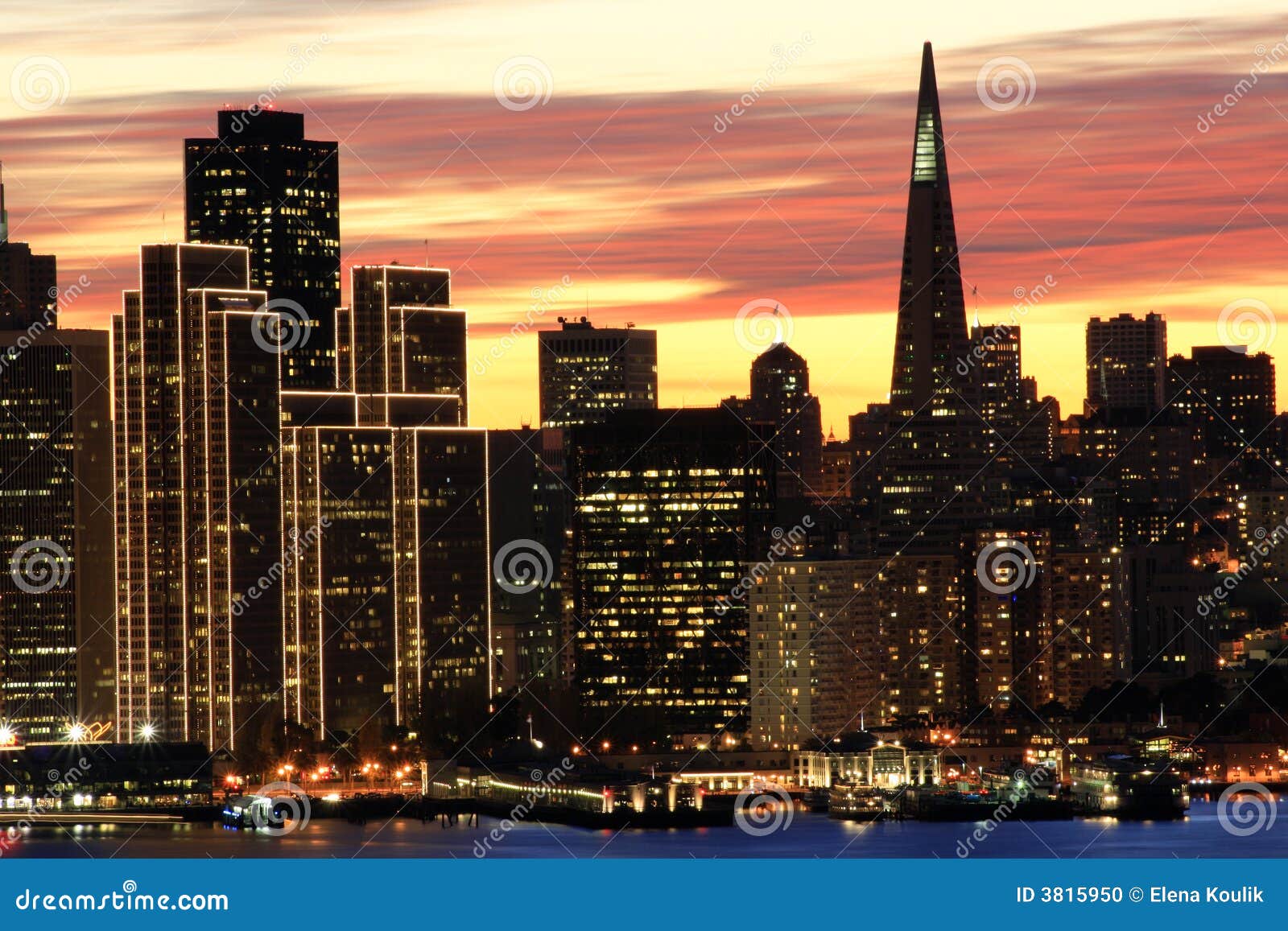 San Francisco Skyline at Night Stock Photo - Image of blue, panoramic ...