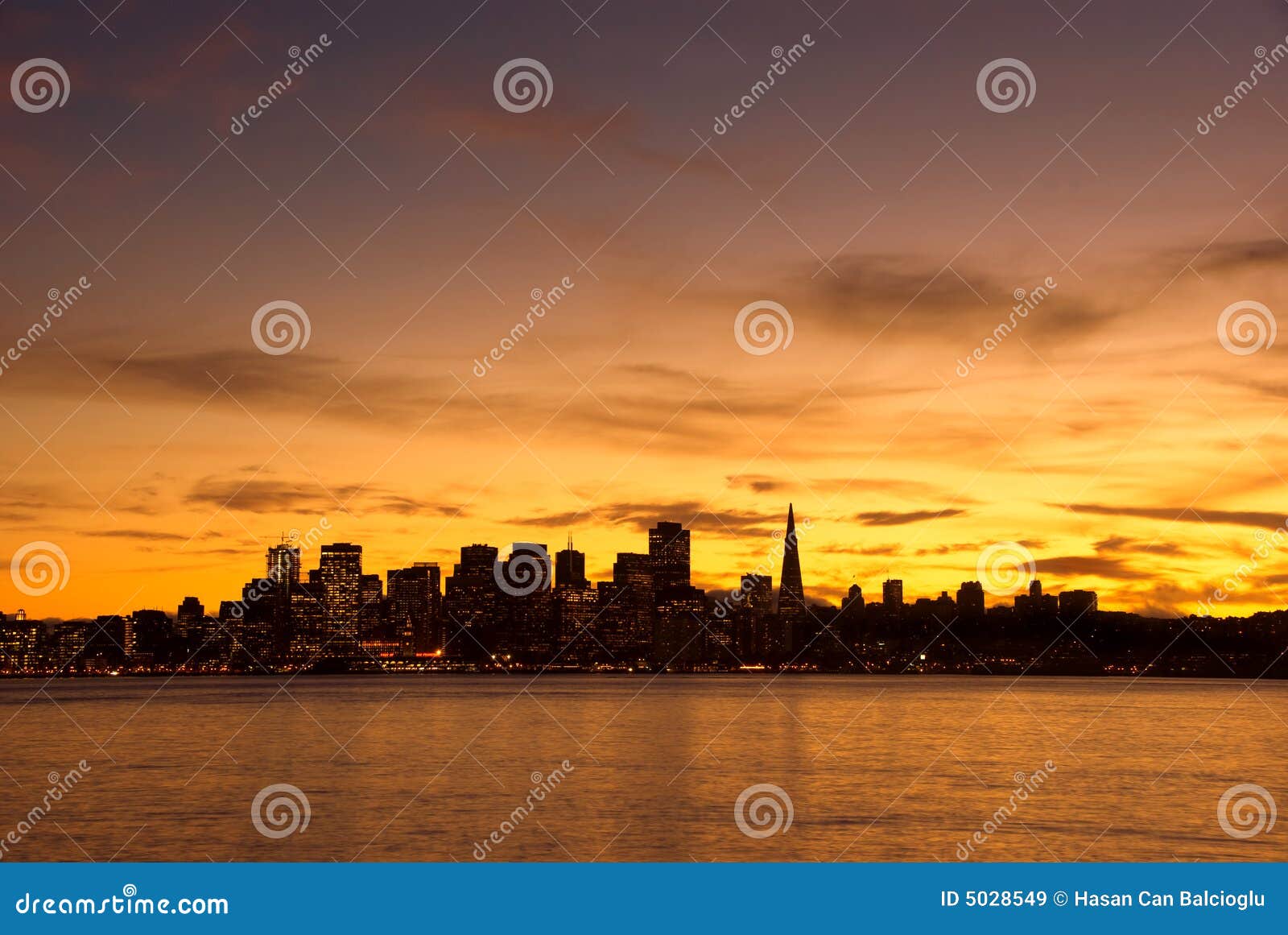 San Francisco Skyline at Sunset Stock Image - Image of area, landmark ...
