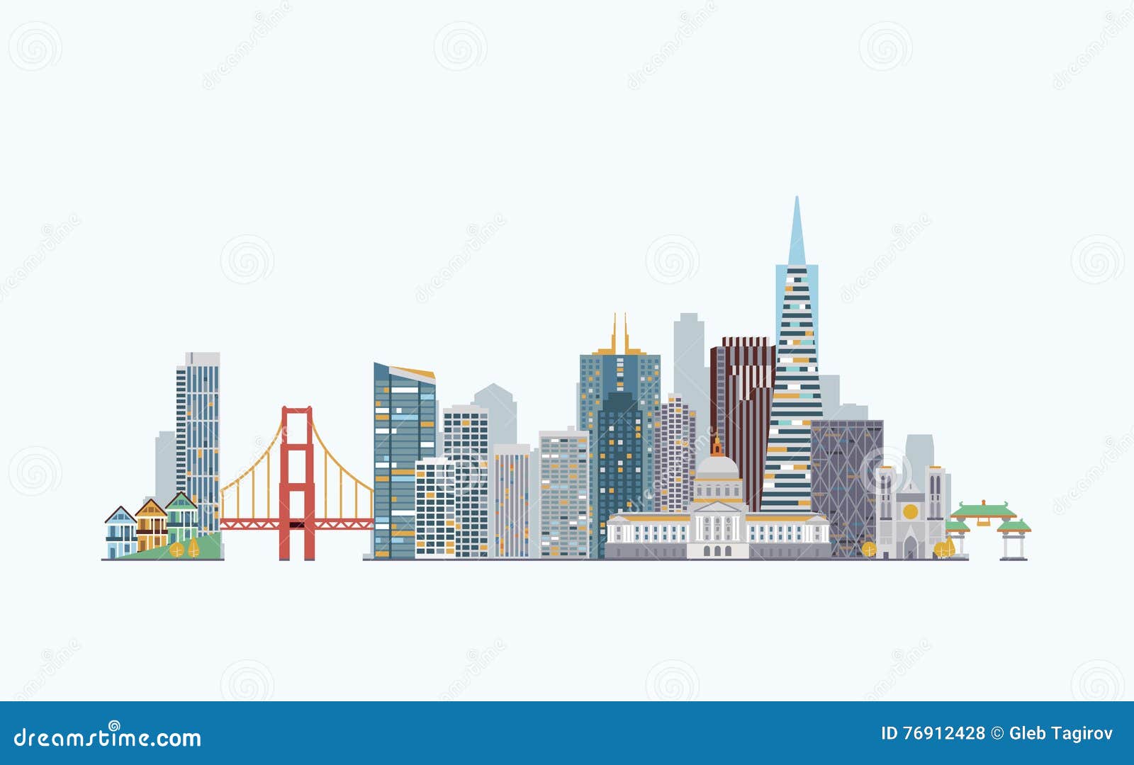 San Francisco skyline stock vector. Illustration of coast - 76912428