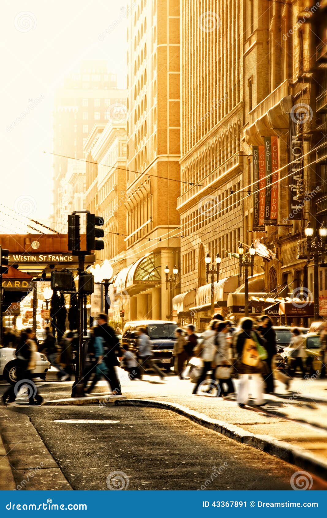 San Francisco Street Scene with Warm Light Editorial Photo - Image of ...