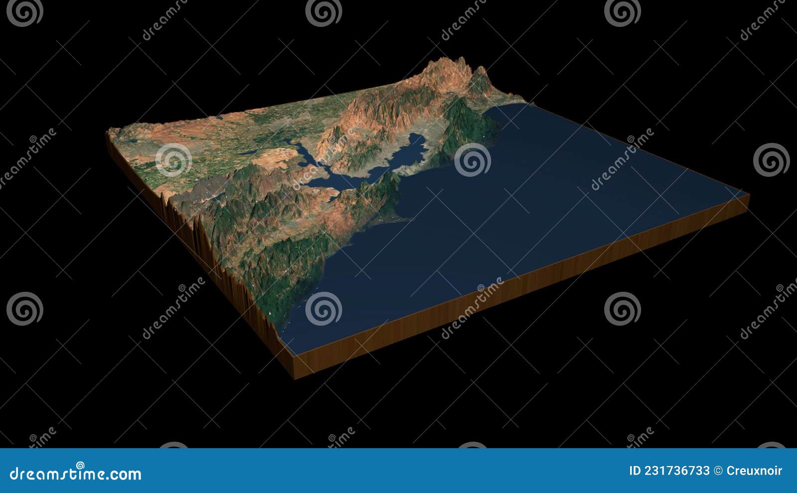 San Francisco Terrain Map 3D Render 360 Degrees Loop Animation Stock ...